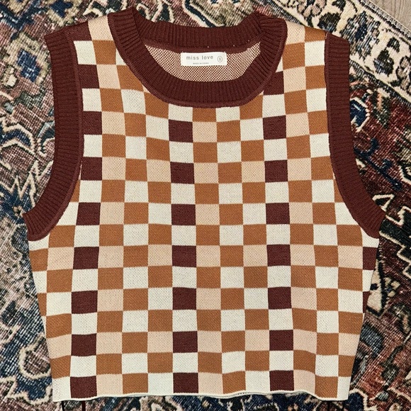 Double Zero | Tops | Nwot Cropped Checkered Tank | Poshmark